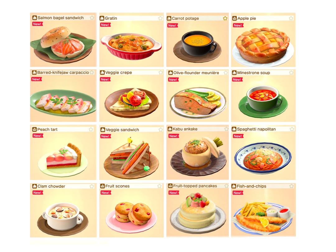 Stickers ACNH Food Recipe Cards 16 Pack - Etsy