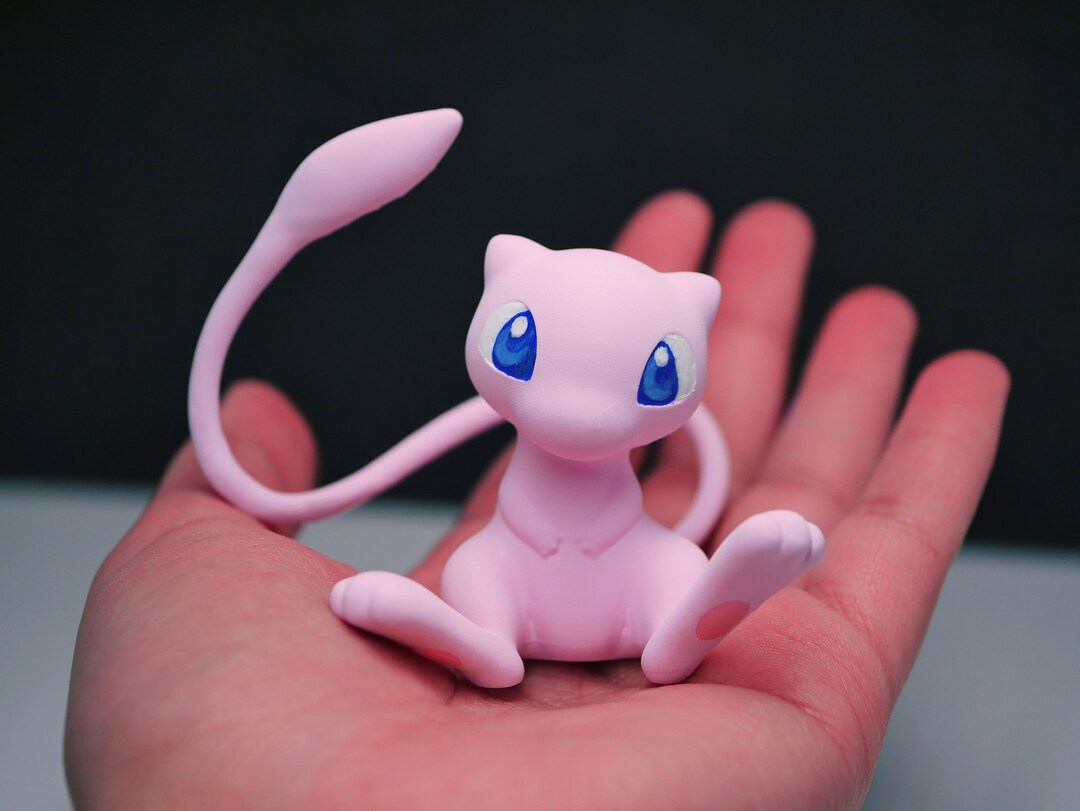 Pokémon Mew 3D Print Sculpture Painted and Sealed With Sticker - Etsy