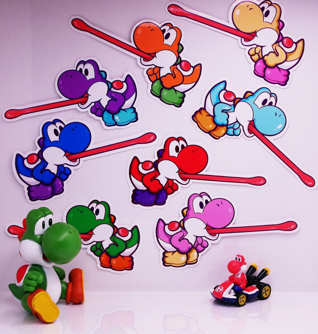 Yoshi Sticker 2 Pair Super Mario 8 Color Assortment - Etsy