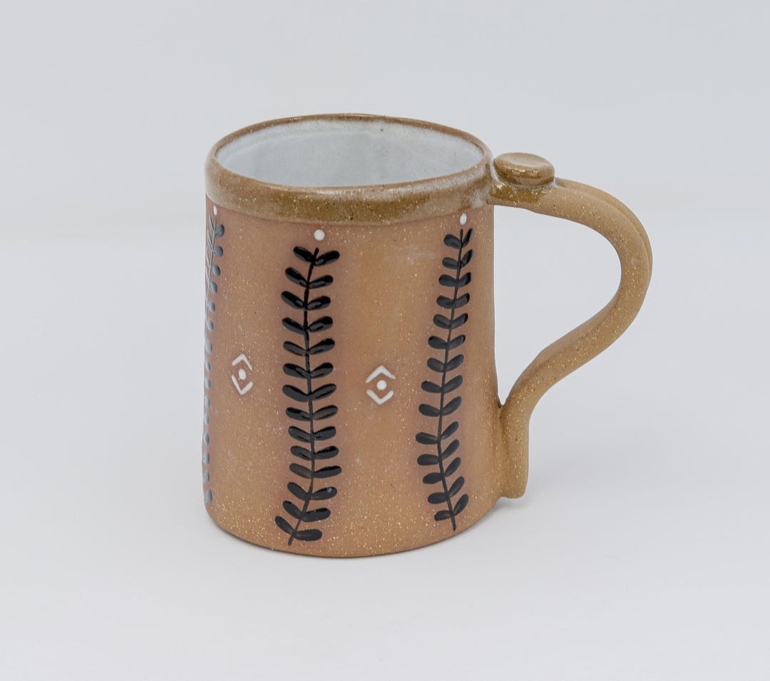 Handmade Ceramic Mug - Soil & Stem - Black and White, 14 Oz - Etsy