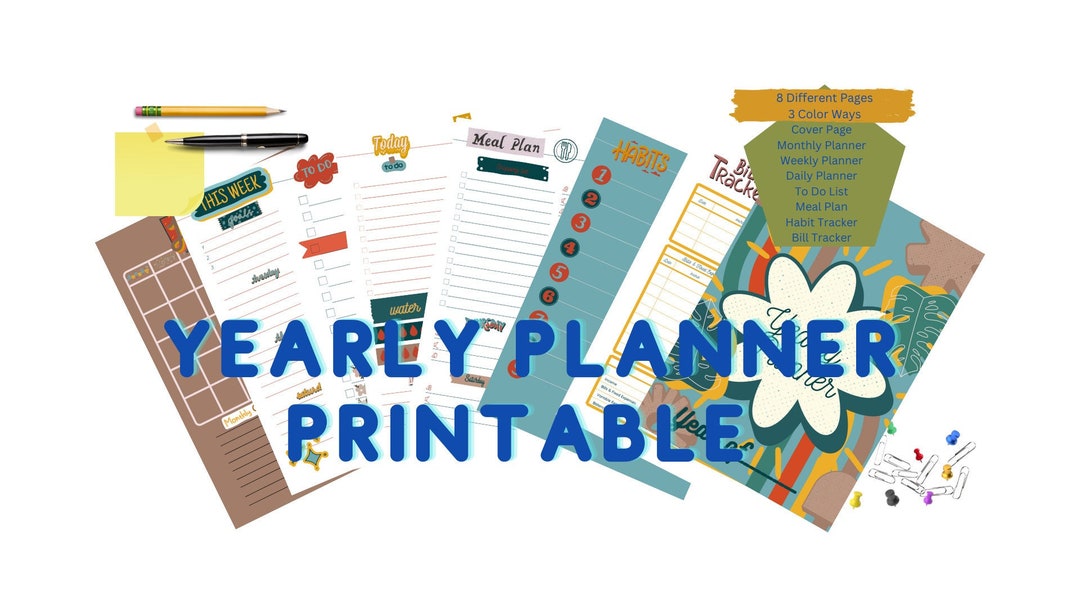 Boho/retro Themed Yearly, Monthly, Weekly, and Daily Planner - Etsy