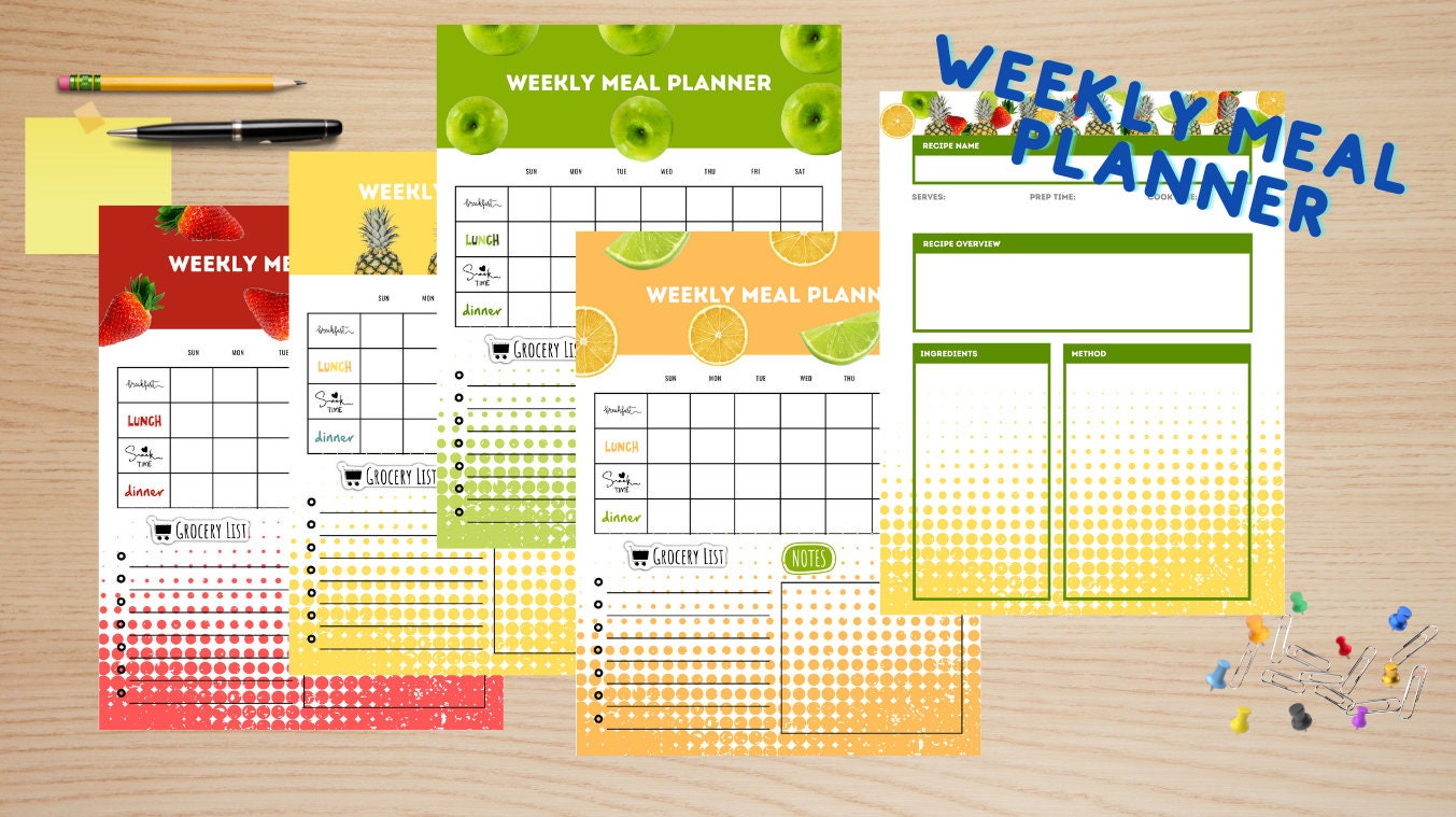 Printable Fruit Themed Meal Planner and Recipe Card - Etsy
