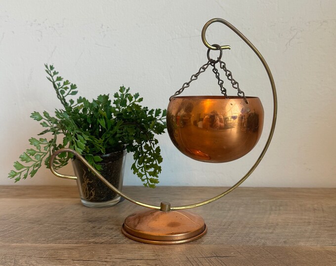 Vintage Copper Hanging Planter - Air Plant - Votive Candle Holder ...