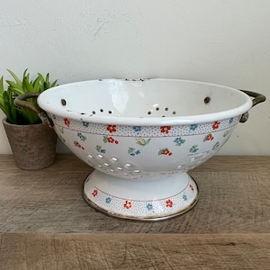 Vintage Floral Colander Flowers Metal Colander Strainer Planter 1984 ...