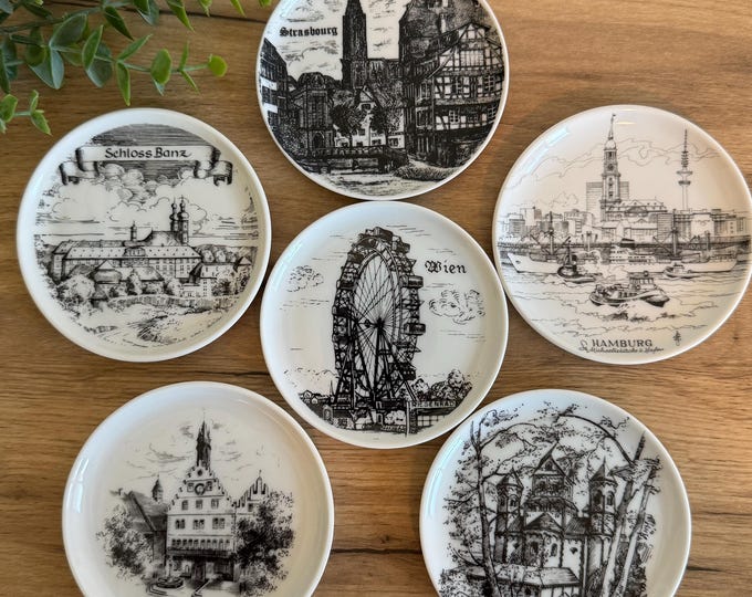 1990 German Decorative Ceramic 4" Inch Wall Plates W/hangers, Köln ...