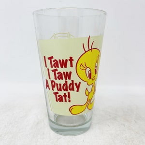 Looney Tunes Glasses Vintage Tweedy Bird Glass Elmer Fudd Glass Screwy ...
