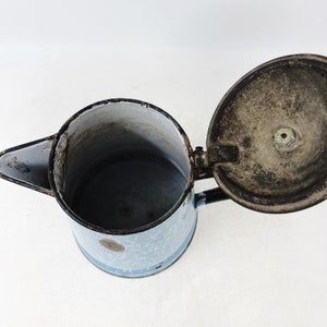 Light Blue Coffee Pot Granite Ware Small Swirl Enamelware Camping ...
