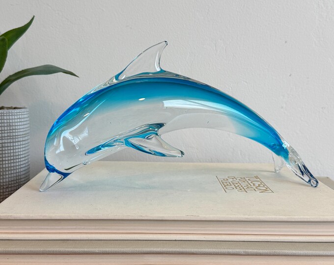 Blue Glass Dolphin - Art Glass - Fifth Avenue Crystal - 10" - Glass ...