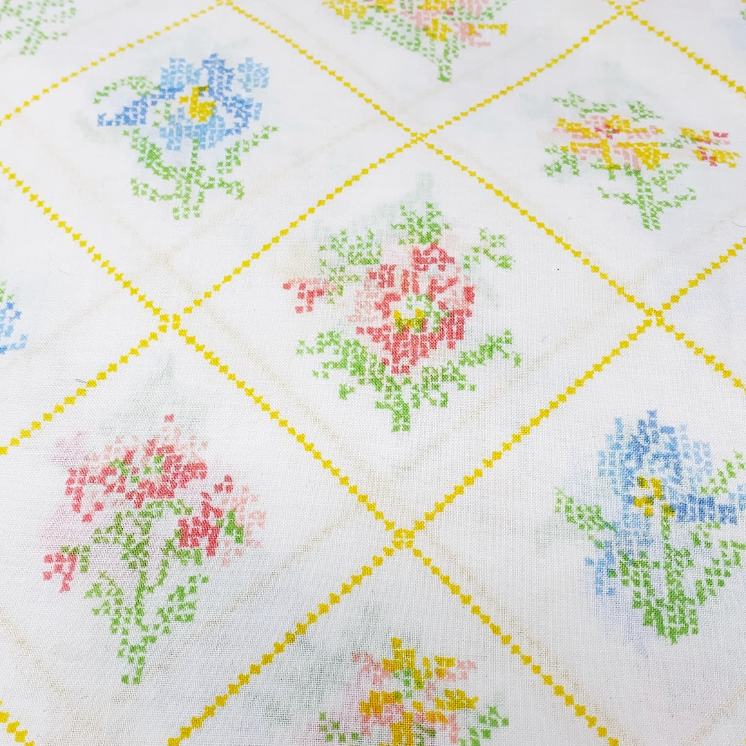 Vintage Floral Sheet - TWIN - FLAT Sheet - Cross Stitch Sheet - Vintage ...