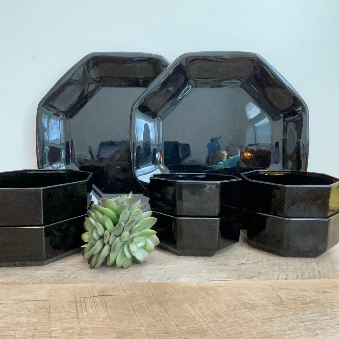 Black Arcoroc Dishes - YOU PICK - Octime - Vintage - Octagonal - Plates ...
