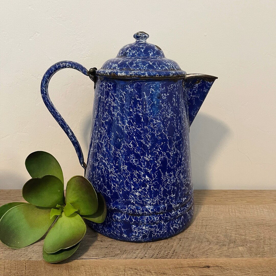 Cobalt Blue Coffee Pot Enamelware Graniteware Camping Coffee Pot Medium ...