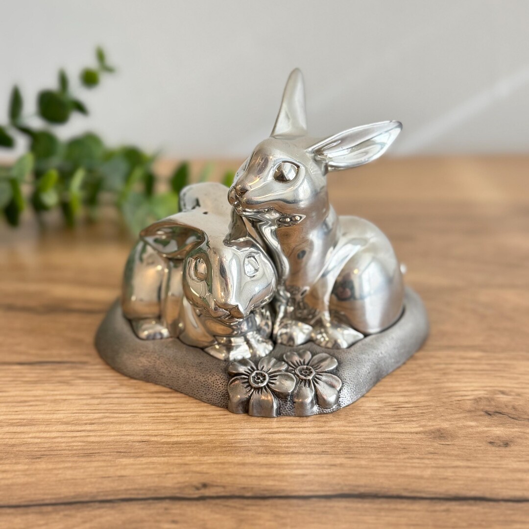 Silver Bunny Rabbit Salt and Pepper Shakers - Lenox - Kirk Stieff ...