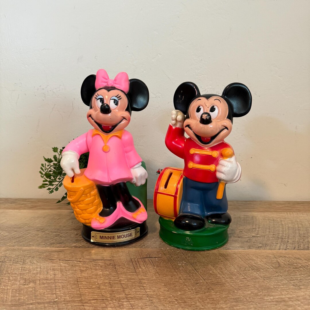 Vintage Mickey Mouse and Minnie Mouse Money Banks - Arms Moves to ...