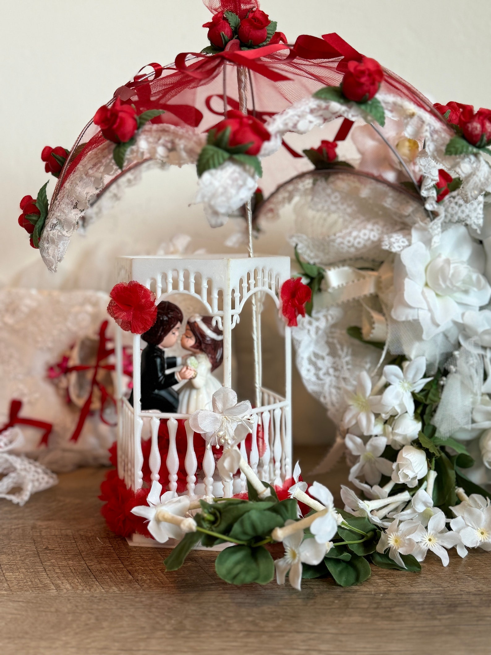 Vintage Wedding Set 1970s | Cake Topper Ring Pillow Bouquet | Bride ...