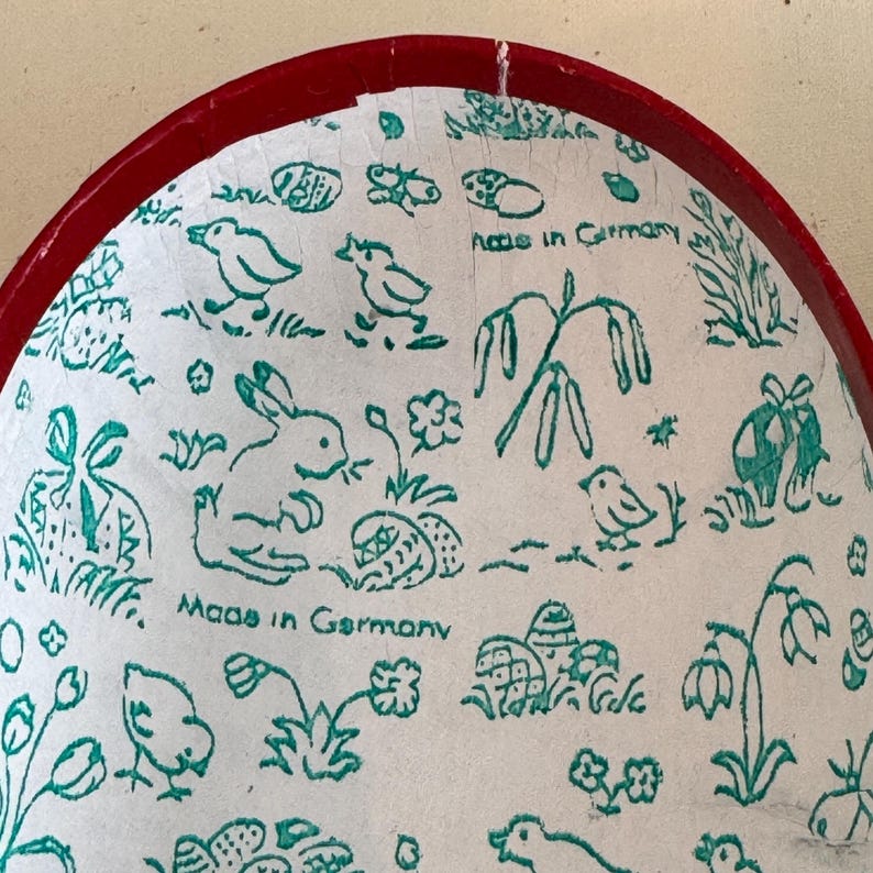 Paper Mache Easter Egg | CHOICE | Vintage German Bunny Egg Decor | Hand ...