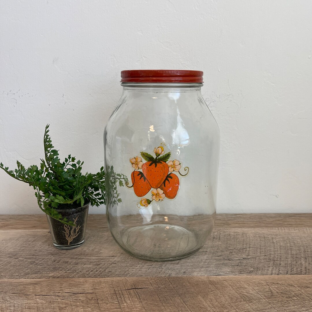 Strawberry Glass Jar - Vintage - Large - Ball Canning Jar - Junk Jar ...