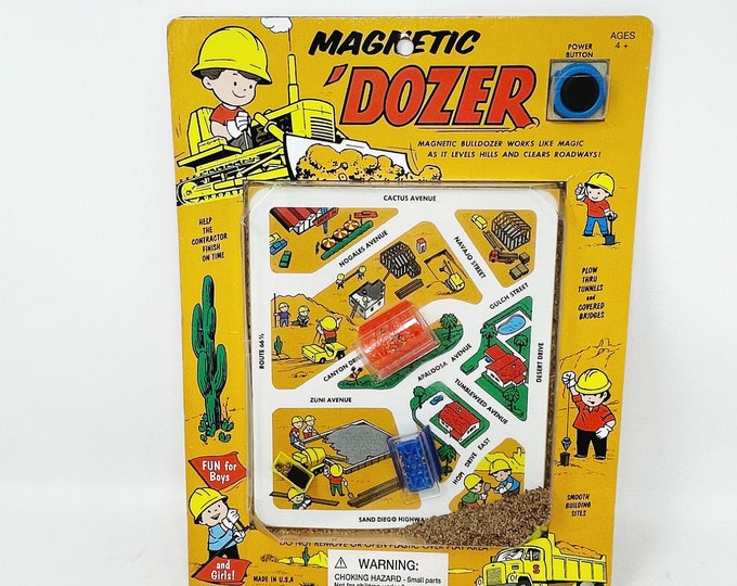 Magnetic Bulldozer Game - Construction Toy - Child's Toy - 1970's ...