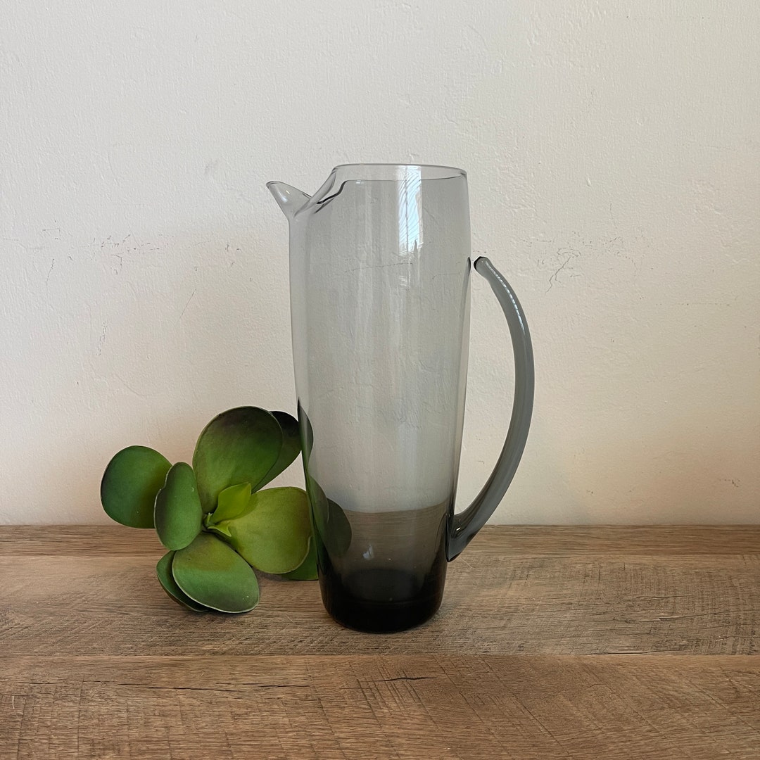 Vintage Black Glass Pitcher - Morgantown Glass - Cocktail Pitcher ...