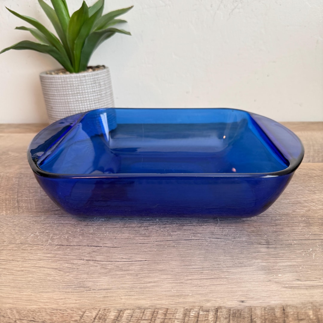 Blue Glass Casserole Dish - 8x8 - Square - Cobalt Blue - Baking Dish ...