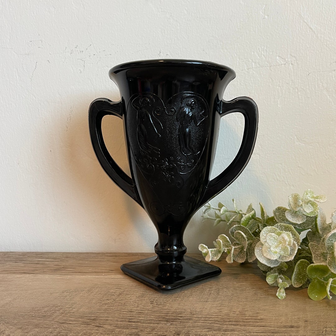 Antique L E Smith Black Trophy Vase - LE Smith Glass - Pattern 405 ...