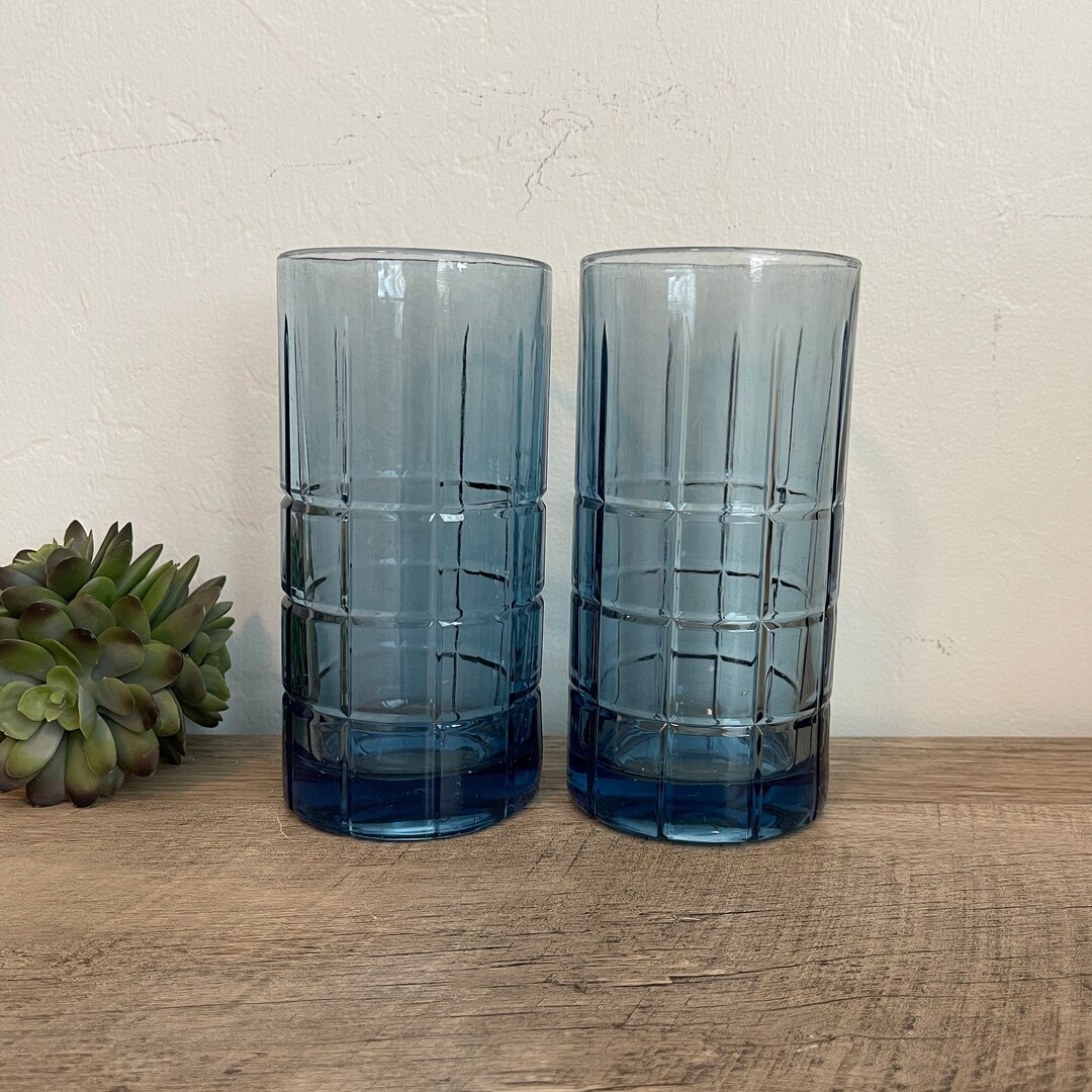 Anchor Hocking Manchester Tartan Blue Glasses - Set of 2 - Highball ...