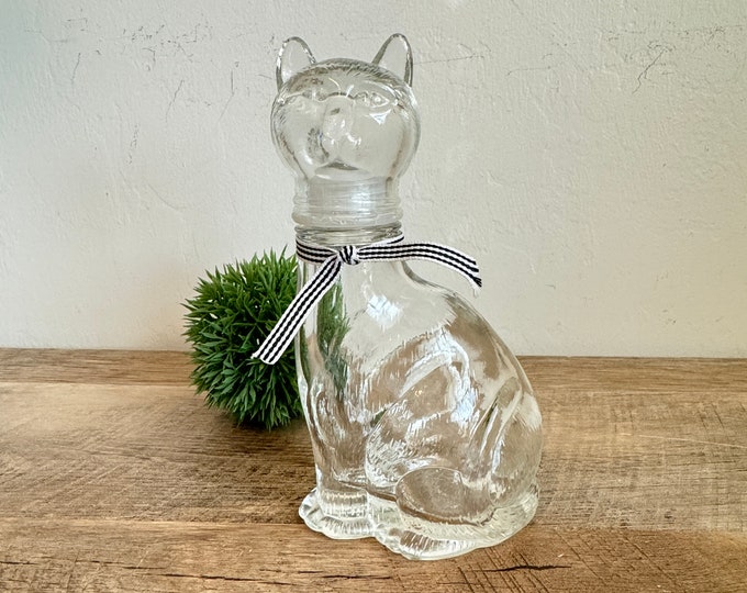 Glass Cat Bottle - Oil Cruet - Soap Dispenser - Perfume Bottle - Glass ...