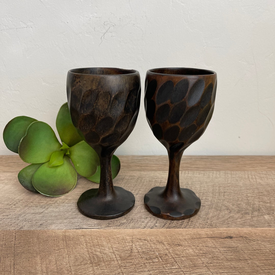 David Auld Wooden Goblets 1970's Handcrafted in Haiti Dark Wood MCM ...