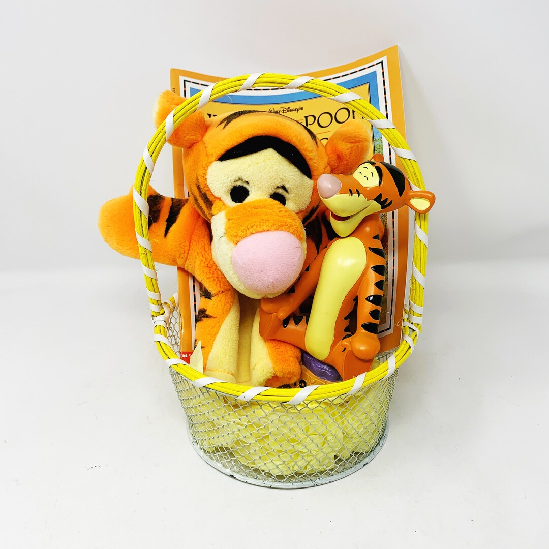 Tigger Easter Basket - Yellow Wire Basket, Tigger Hand Puppet, Tigger ...