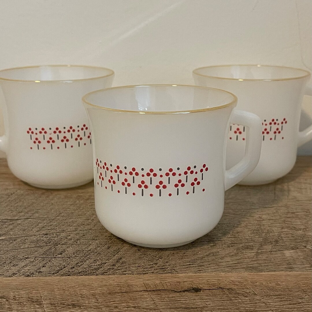 Vintage Termocrisa Mugs - Mexican Glass - Drinkware - Set of 3 - Red ...