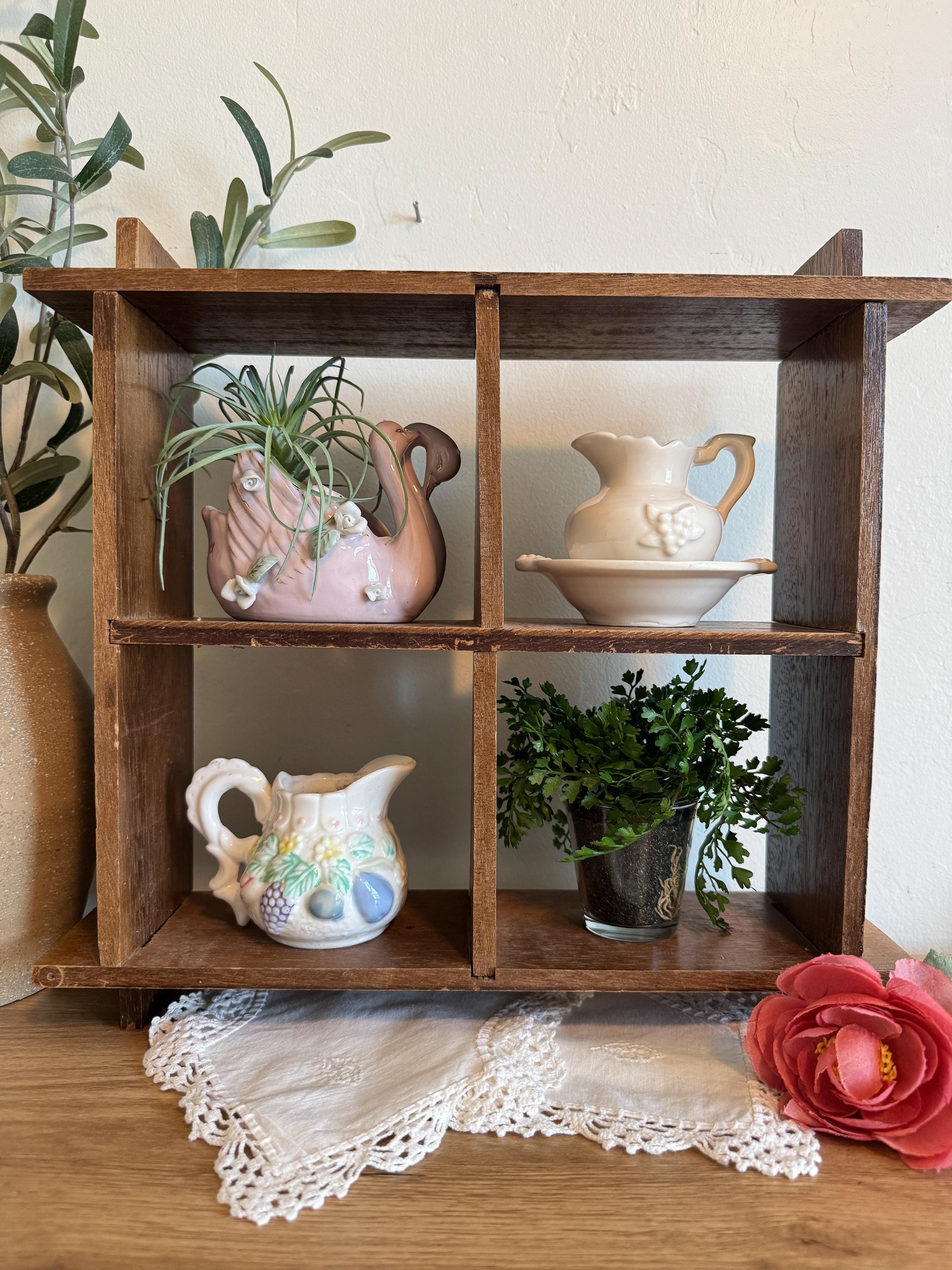 Wood Cubby Shelf | Vintage Wall Organizer | Rustic Display Rack ...