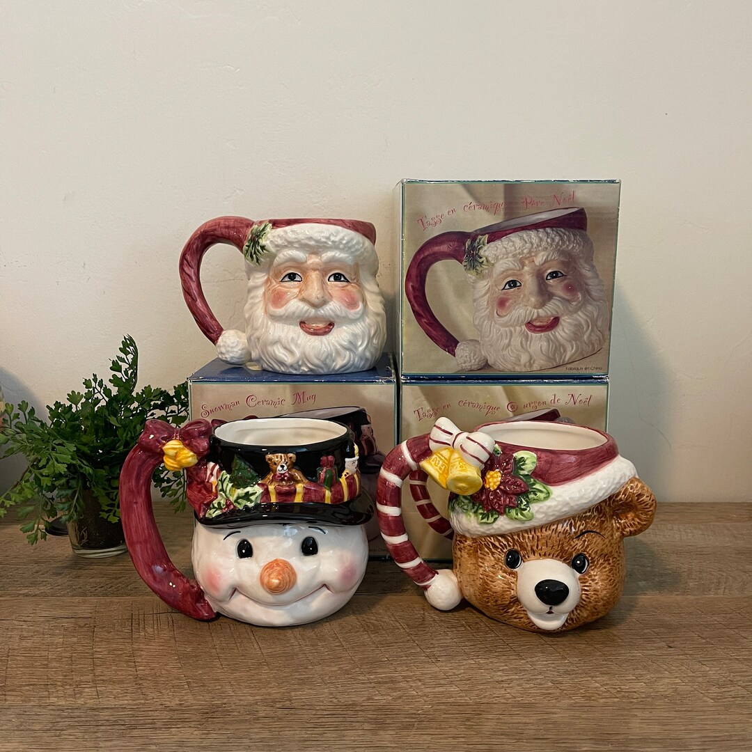 3D Christmas Mugs - Santa Claus Mug - Snowman Mug - Teddy Bear Mug ...