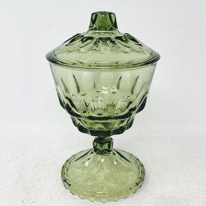 Green Glass Compote - 1960s - Mid-century - Lidded - Hazel Atlas ...