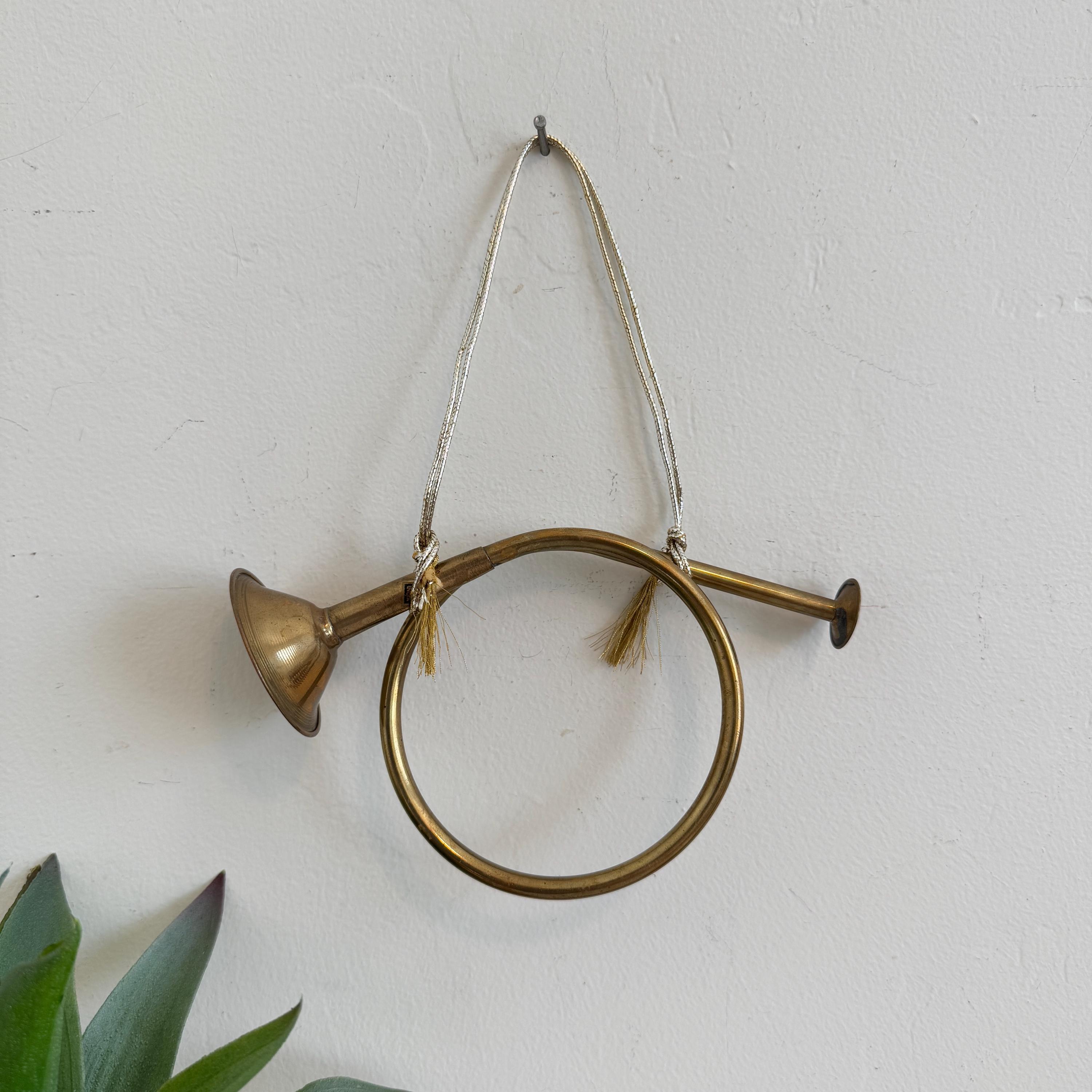 Vintage Brass Horn | Small Decorative Bugle | Rustic Wall Hanging ...