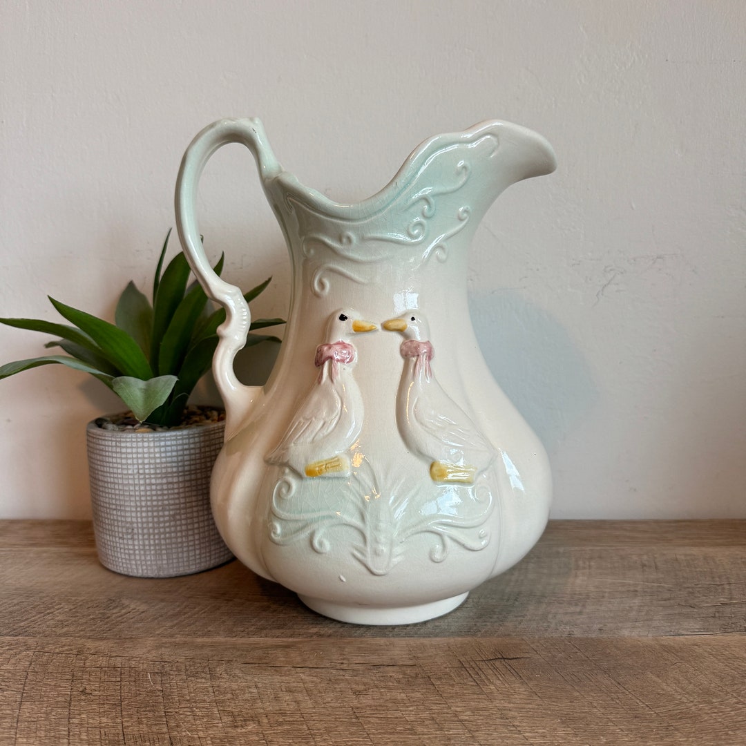Vintage Ironstone Pitcher - Geese - Goose - Large 11 1/4" - Colonial ...