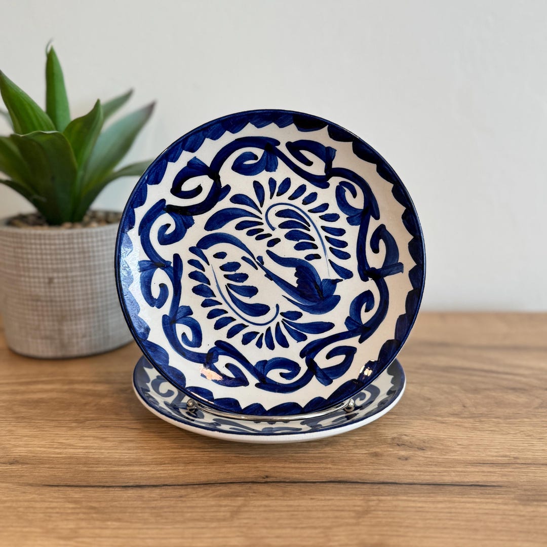 Vintage Anfora Mexico Puebla Plates - Anfora 7" Salad Plates - Blue and ...