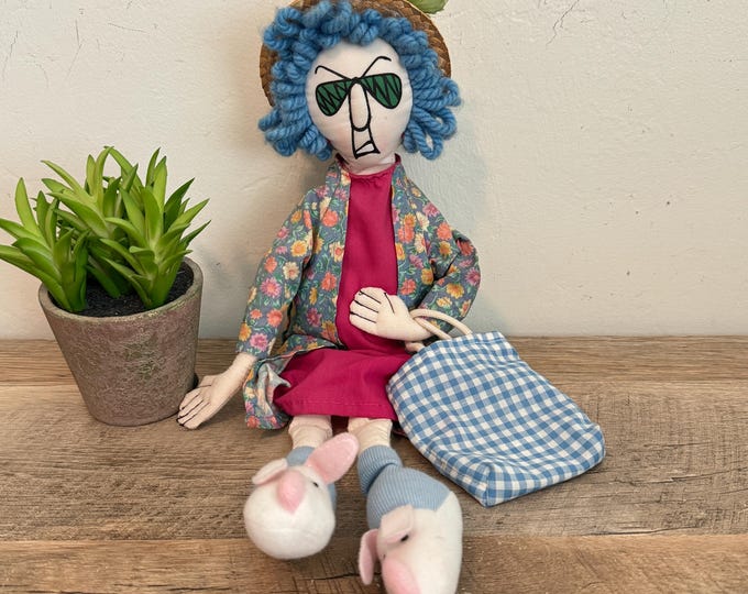 Maxine Doll Shelf Sitter - Vintage - Maxine - Cloth Doll - Sun Hat ...