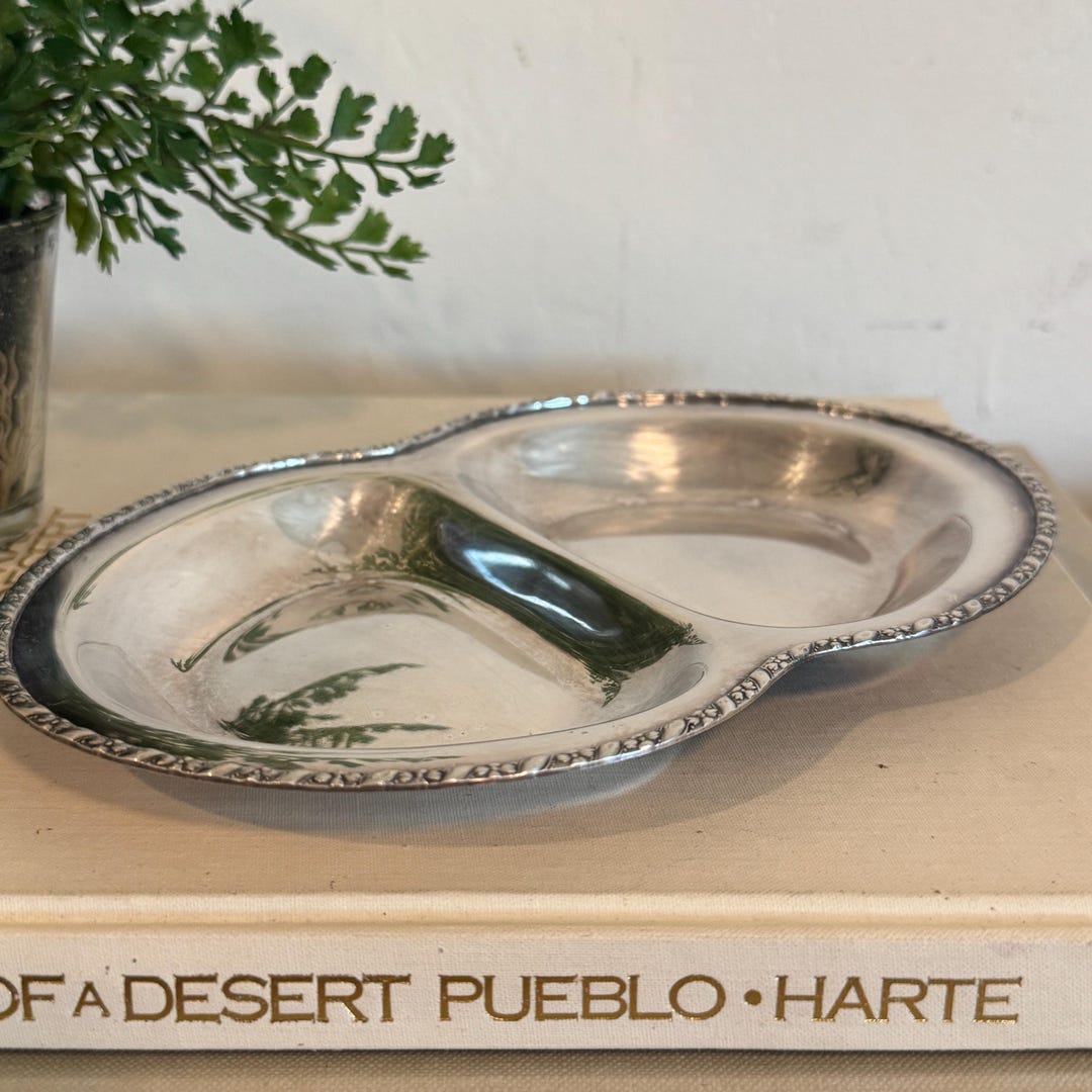 Vintage Silverplate Divided Dish 8 Inch | Oval Double Serving Tray ...