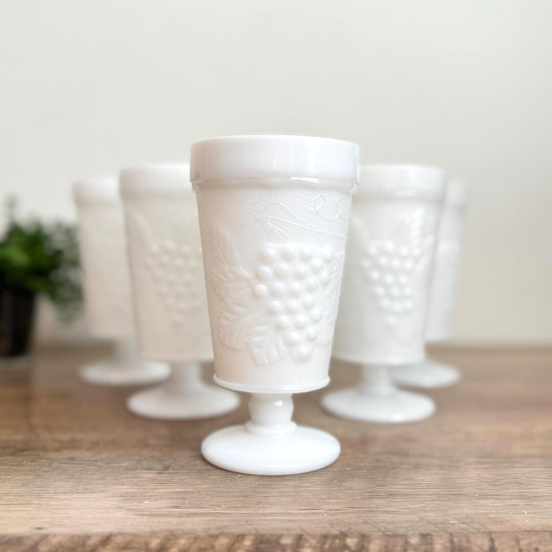 Milk Glass Goblets Set | White Milk Glass Iced Tea Goblets | Big Top ...