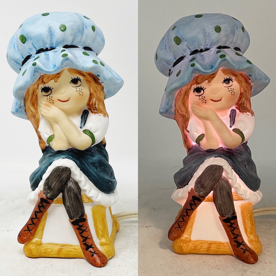 Little Girl Night Light Vintage IW Rice Girl Freckles Portable Lamp ...
