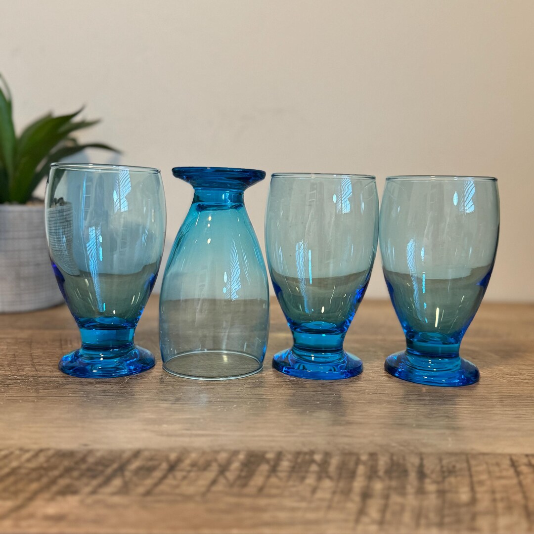 Vintage Sky Blue Glasses - Cristar - Lexington Water Goblet - Turquoise ...