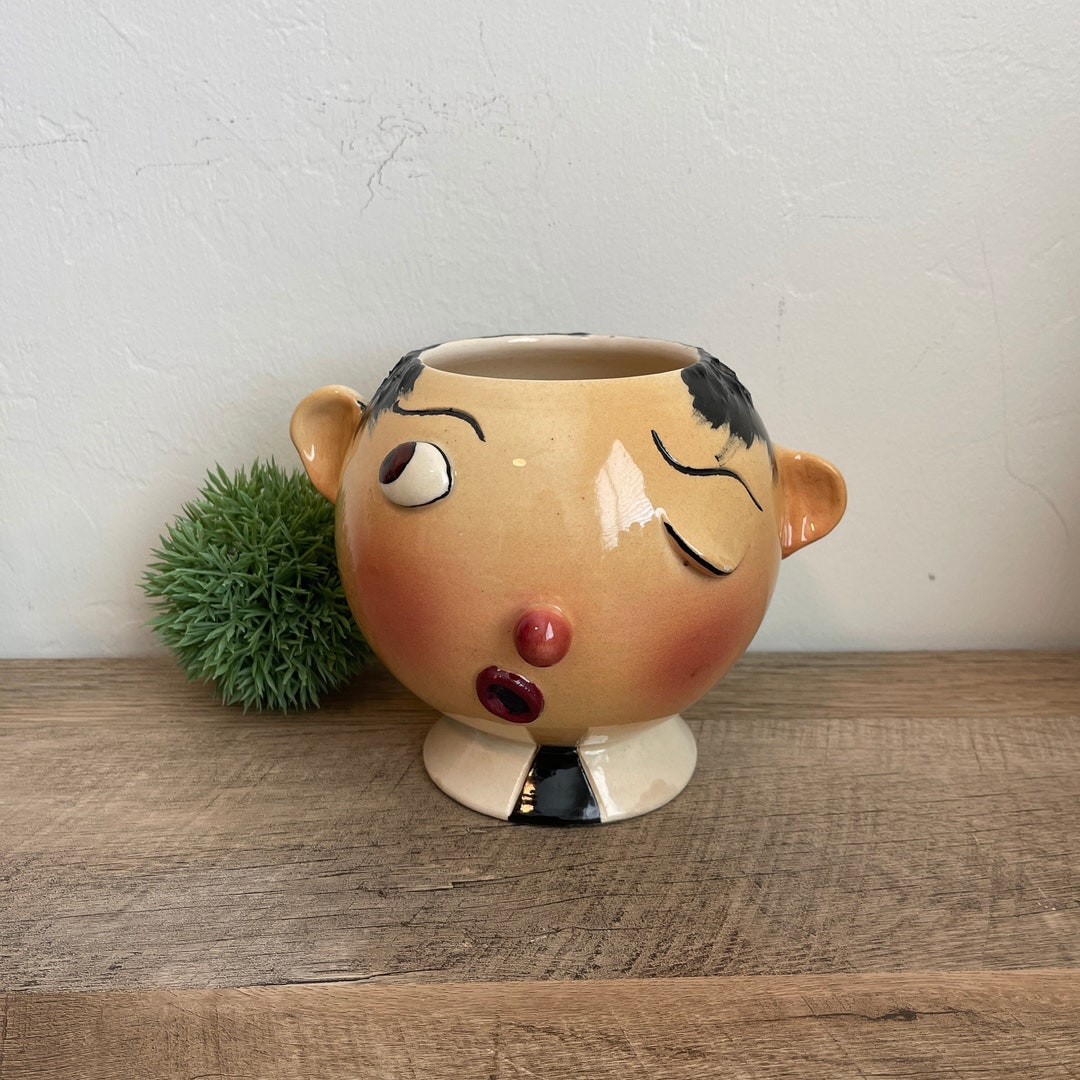 Vintage Silly Face Planter - Made in Italy - Crazy Face - Planter ...
