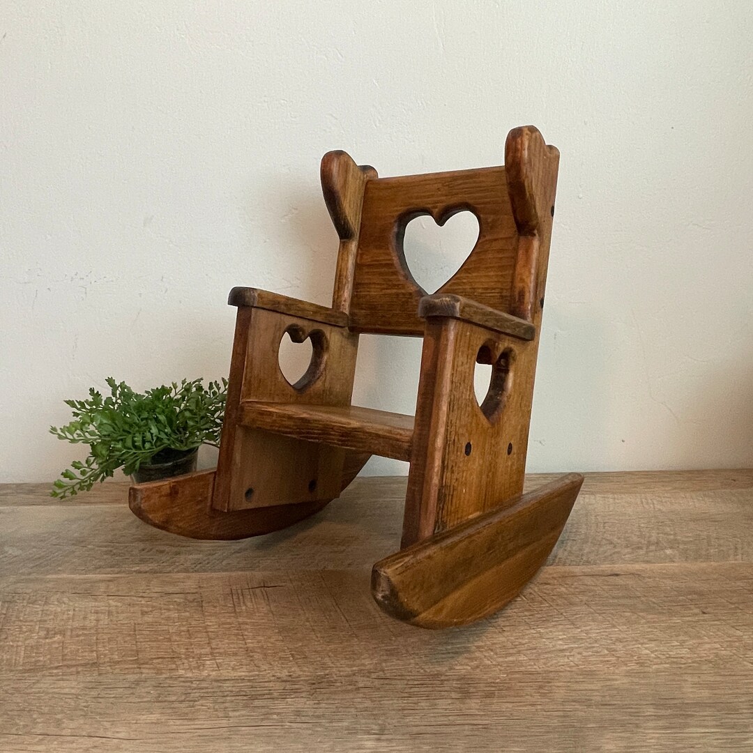 Doll Rocking Chair - Wood - Toy - Chair - Heart Cut Out - Rocking Chair ...