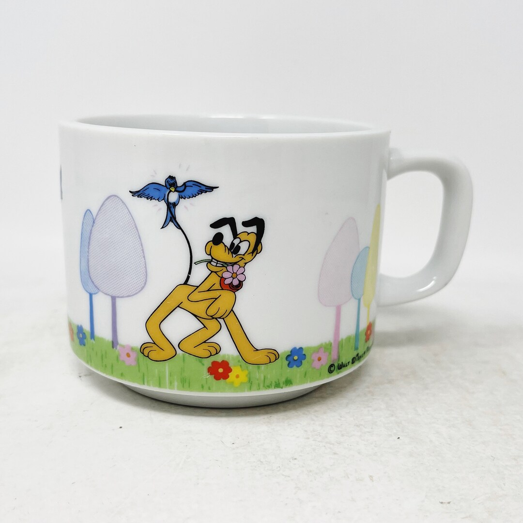 Vintage Pluto Mug Vintage Blue Bird Trees Disney Made in Japan Walt ...