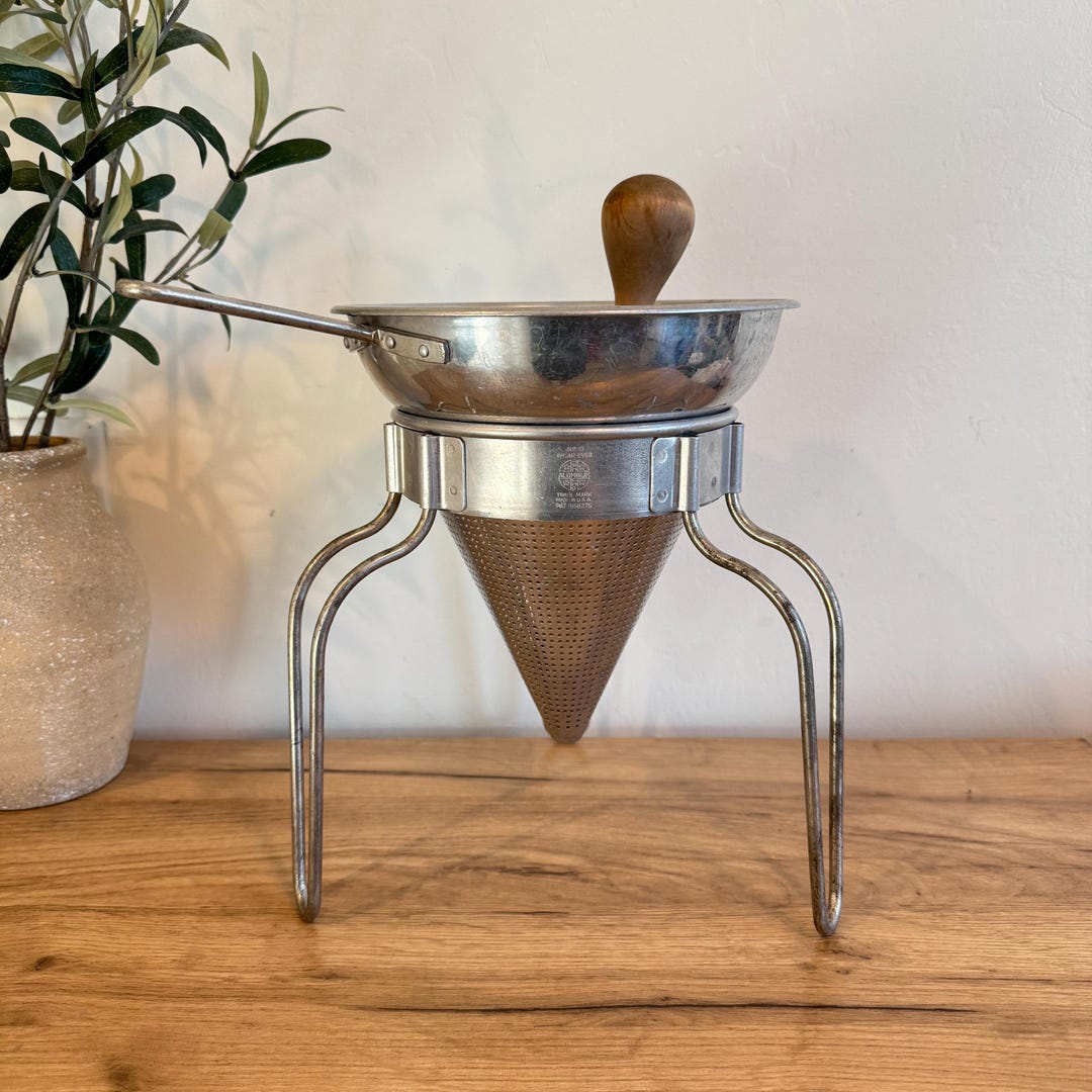 Vintage Cone Stieve and Pestle - Metal Strainer - Wear-ever Metal ...