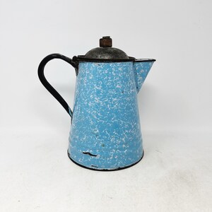 Light Blue Coffee Pot Granite Ware Small Swirl Enamelware Camping ...