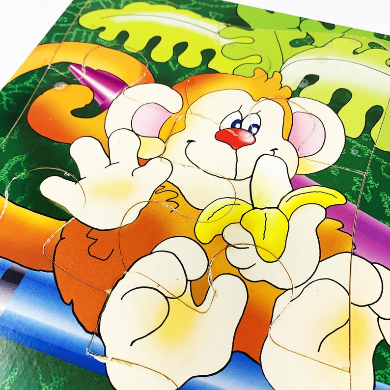 Crayola Monkey Puzzle Wood Puzzle Eating a Banana Toddler - Etsy