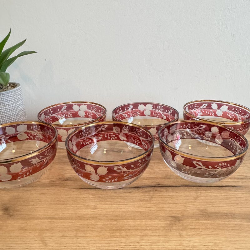 Vintage Czech Glass Bowls - Etsy