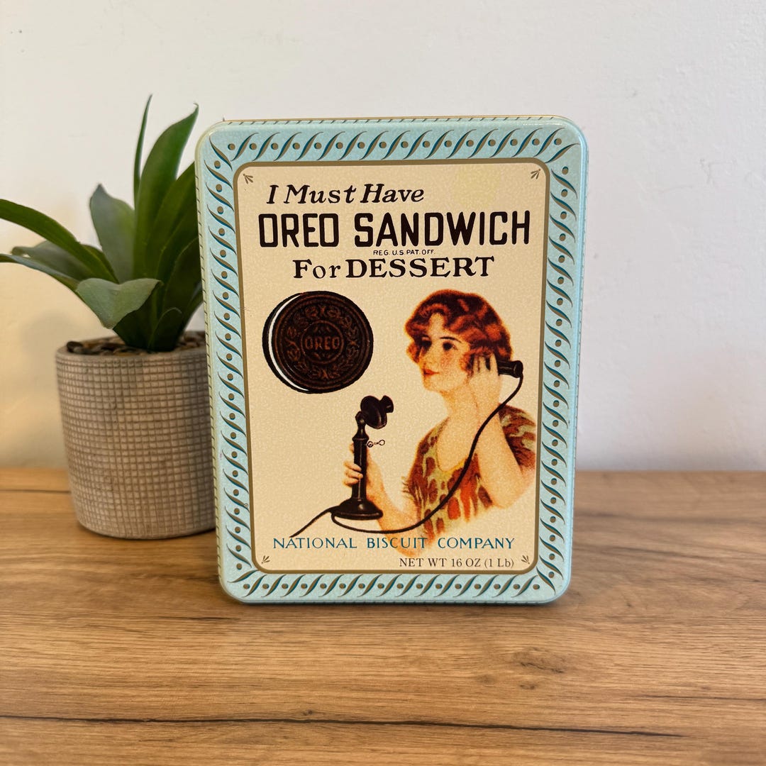Vintage Oreo Tin | 1986 Nabisco Cookie Tin | Replica 1918 Oreo ...