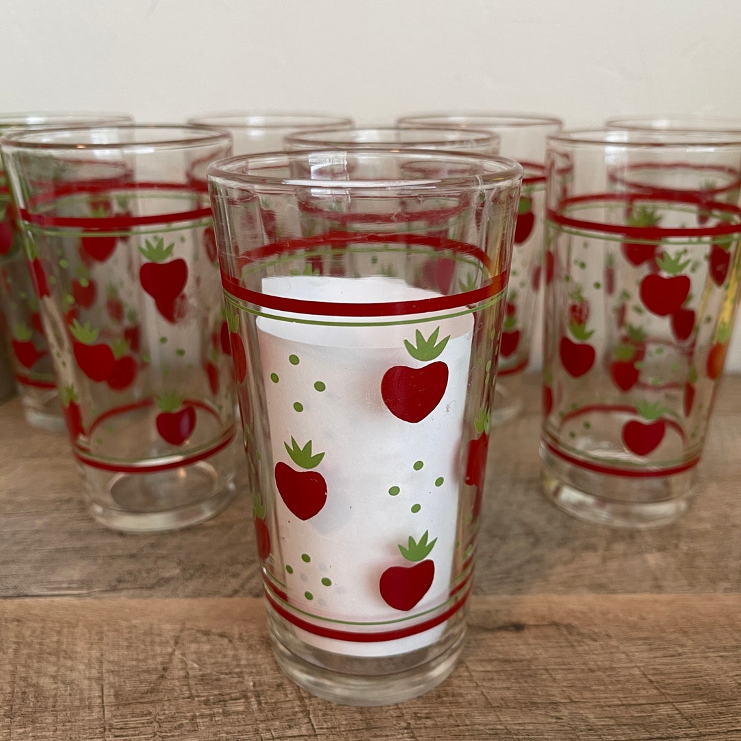 Vintage Strawberry Glasses - Sets of 4 - Strawberries - Glasses ...