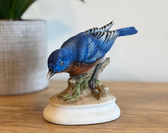 Vintage Lefton Bluebird Figurine | Hand Painted Porcelain Bird ...